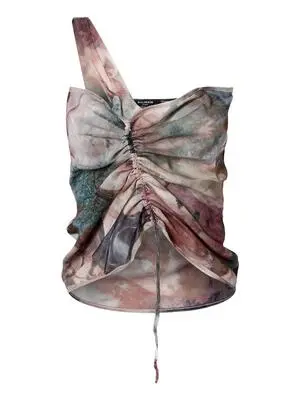 Balmain One-shoulder Patterned Vest - Gray