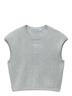 Alexander Wang Sleeveless Cropped Top With Embossed Logo - Gray