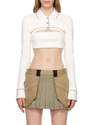DION LEE Ribbed Knit Crop Top - White