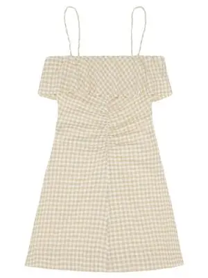 GANNI Ganni Gingham Check Square Neck Mini Dress