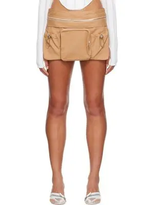DION LEE Belted-waist Mini Skirt - Brown
