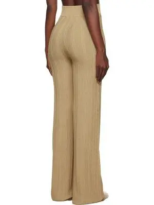 REMAIN BIRGER High-waist Ribbed Knit Trousers - Nude