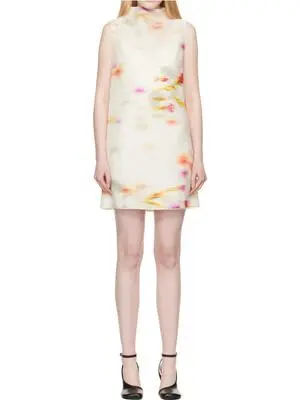 FERRAGAMO Sleeveless High Neck Printed Mini Dress - Ivory/multicolor