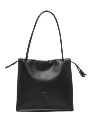 COCCINELLE Logo Embossed Drawstring Tote Bag - Black