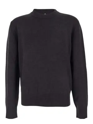 SUNFLOWER Long-sleeved Wool Crew Neck Sweater - Black