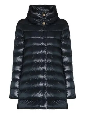 Herno Quilted Long-sleeved Down Jacket - Black