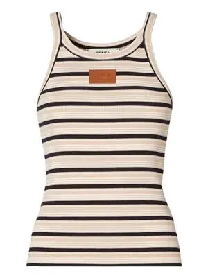 Fendi Striped Rib-knit Tank Top - Color Matching