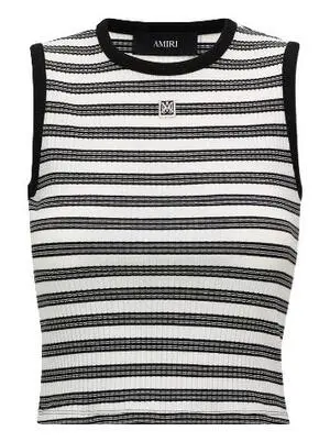 Amiri Striped Cropped Sleeveless Top - White