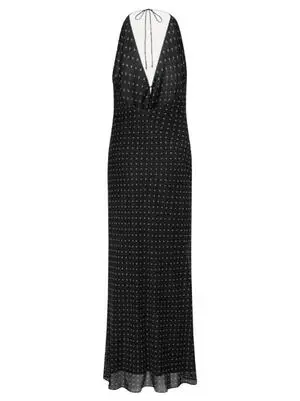 ROTATE BY BIRGER CHRISTENSEN Chiffon Halterneck Maxi Dress With Dotted Detail - Black