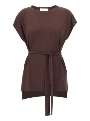 KAOS Belted Cap-sleeve Top - Red