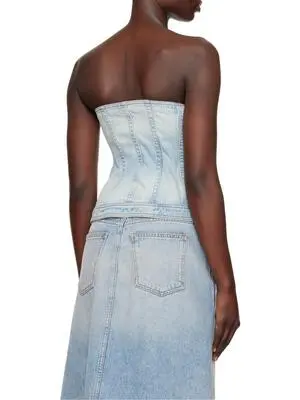 BALMAIN Balmain Buttoned Light Denim Corset Top