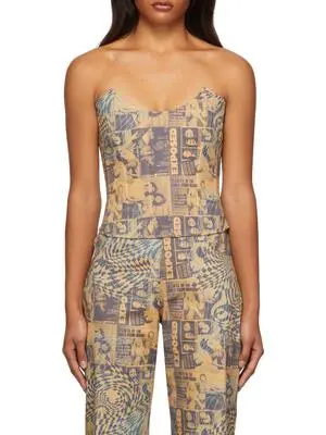 MIAOU Miaou Newspaper Print Corset