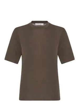 THE ROW Ozzi Silk Jersey Crewneck Top - Nut Brown