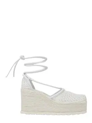 BOTTEGA VENETA Bottega Veneta White Net Detail Wedge Sandals