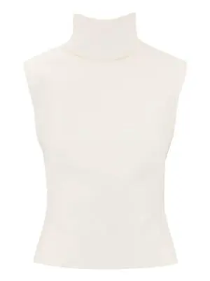 DRIES VAN NOTEN Dries Van Noten Sleeveless High-Neck Logo Blouse