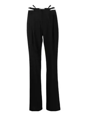 DION LEE Straight Leg Logo Buckle Pants - Black