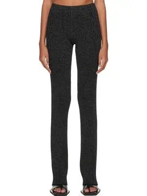 DION LEE Ribbed Knit High-waisted Flare Pants - Black