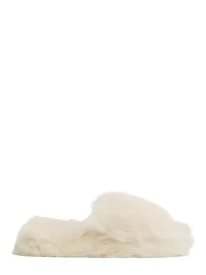 BOTTEGA VENETA Bottega Veneta White Lambskin Logo Round Head Flip-Flops