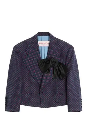 Valentino Garavani Printed Bow Detailed Jacket - Navy Blue/red