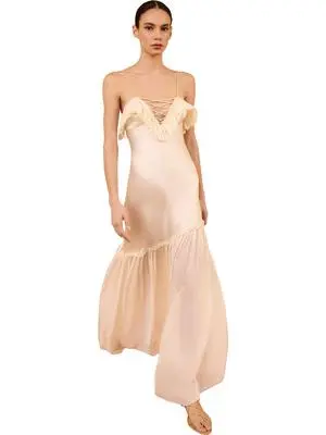 Ulla Johnson Elaria Silk Gown With Lace Up Detail - Ivory