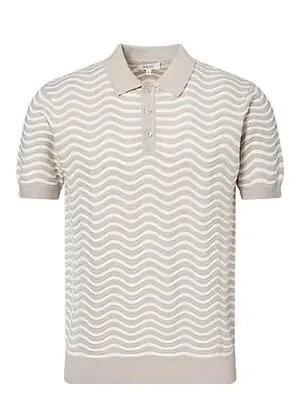 ARNE Wave Knitted Polo Shirt - Stone White