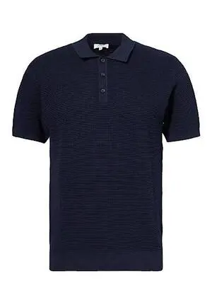 ARNE Rib-knit Cotton Polo Shirt Xxl - Navy