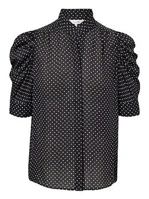 FRAME Gillian Polka Dot Silk Blouse - Black Multi
