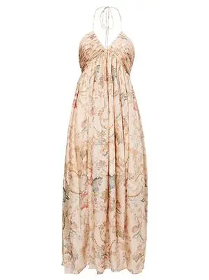 Zimmermann Natura Laser Cut Linen & Silk Halter Dress In Mint - 55% Off |  Editorialist