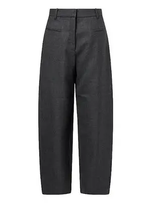 GANNI Wide-leg Wool-blend Trousers - Phantom