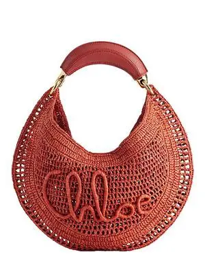 Chloé Banana Raffia Hobo Bag - Ginger Red