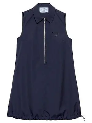 Prada Sleeveless Cotton-poplin Mini Dress - Blue