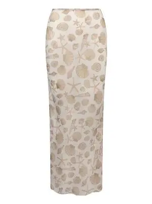 OMNES Chiffon Shell-print Maxi Skirt - Painterly Shellprint