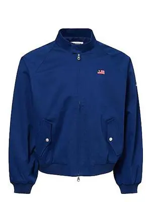 COLE BUXTON Embroidered Logo Cotton Bomber Jacket - Navy