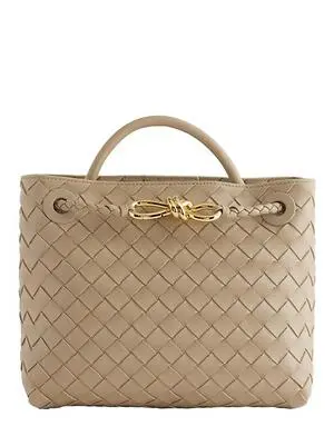 Bottega Veneta Small Andiamo Leather Tote Bag - Ecru Muse Brass Ecru