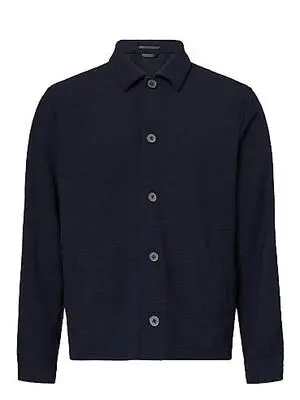 Sunspel Textured Lightweight Wool Jacket - Navy