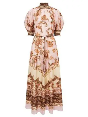 Zimmermann Aster Billow Silk Maxi Dress - Mauve Jacobean