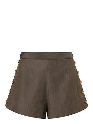 VIVIENNE WESTWOOD Buttoned Pinstripe Cotton Shorts - Dark Khaki