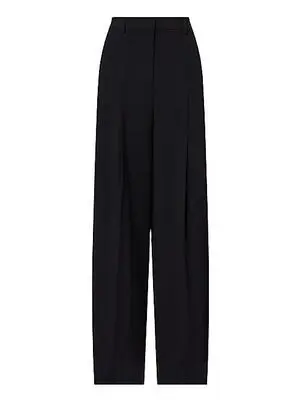 Theory Pleated Wide-leg Trousers - Black