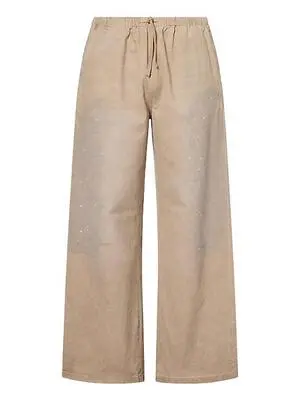 Acne Studios Paint Splatter Cotton Twill Trousers - Light Beige