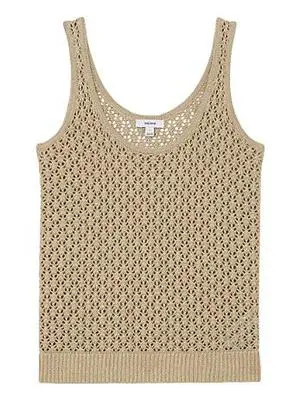 REISS Colette Knitted Linen Vest - Neutral