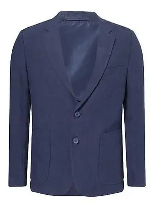 PERCIVAL Single-breasted Notch-lapel Linen Blazer - Navy