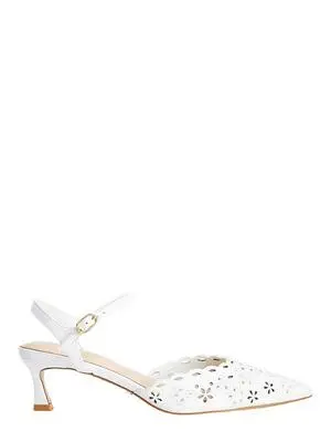 DUNE Laser-cut Leather Courts With Ankle Strap - White Leather