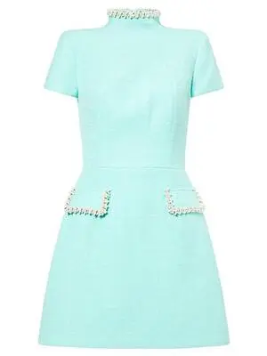 NADINE MERABI Woven Tweed Mini Dress - Mint