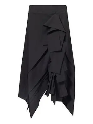 Bottega Veneta Asymmetric Panelled-drape Wool Midi Skirt - Double Black