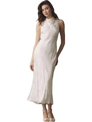 Bhldn Long-Sleeve Mock-Neck Stretch Lace Maxi Dress - White Dahlia |  Editorialist