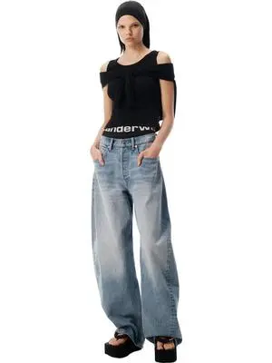 Alexander Wang Blow-up Jeans With Logo Bike Short Waistband - Authentic Light Indigo