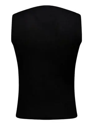 032C Sleeveless Ribbed Tank Top - Black