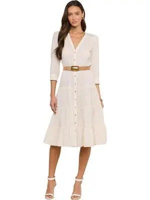 L'Agence Serafine Midi Dress - Ecru