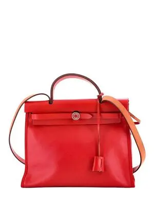 Hermès 31 Herbag Zip Berline Vache Canvas And Leather - Red