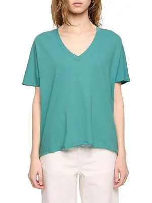 Zadig&Voltaire Tommer V-neck Cotton Tee - Borneo